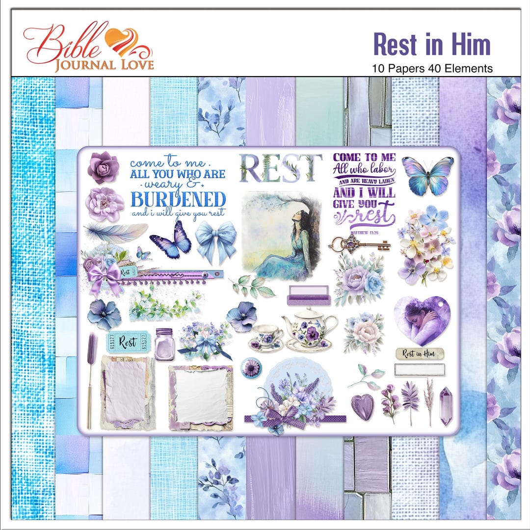 Rest in Him Bible Journaling Kit - Digital Download With Scripture Art ...