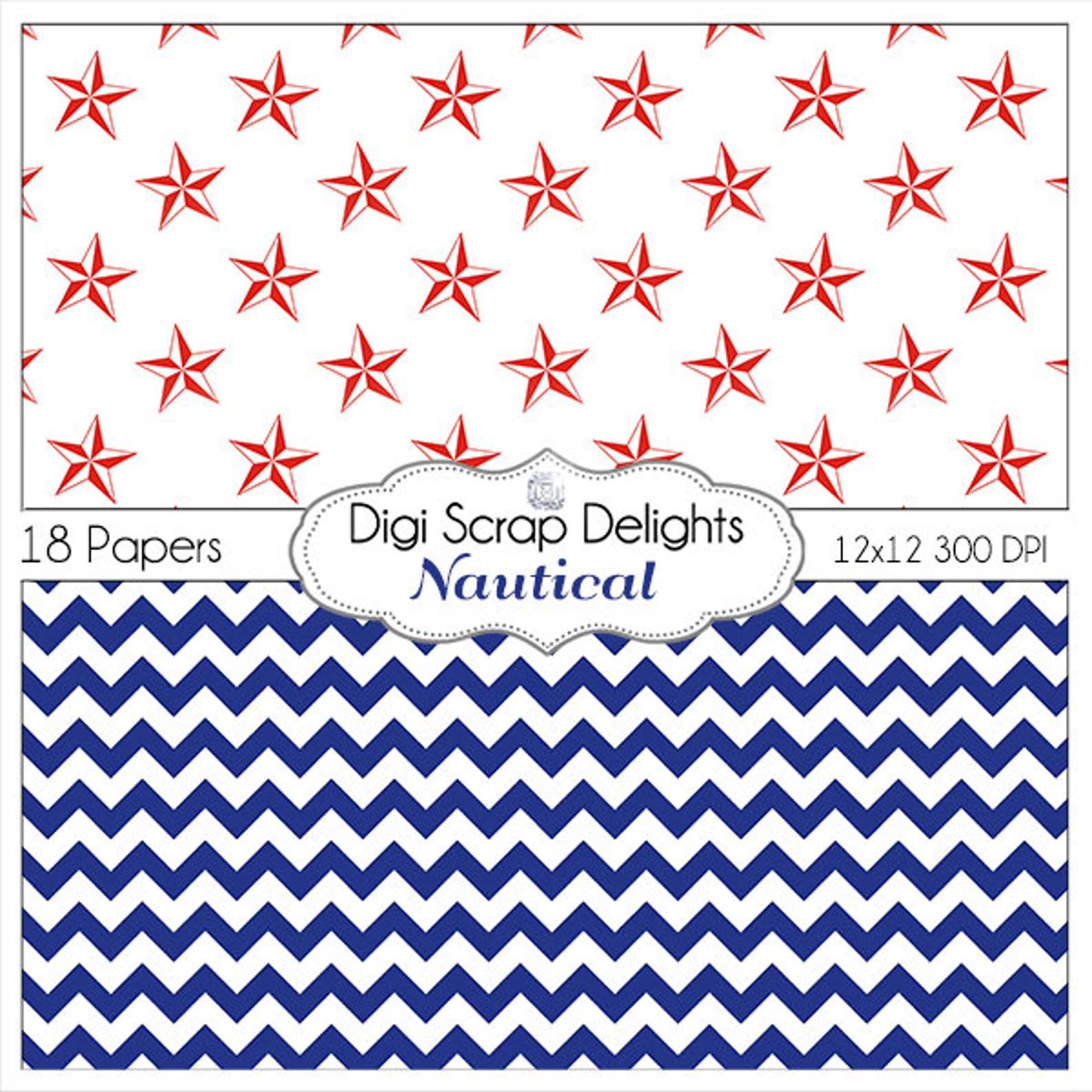 SALE 1.75 Nautical Digital Papers Red White Blue Sailboats - Etsy