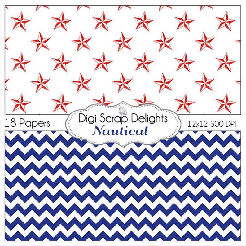 SALE 1.75 Nautical Digital Papers Red White Blue Sailboats - Etsy