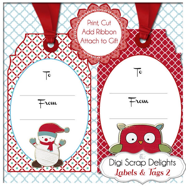Printable Christmas Labels & Tags DIY You Print 8.5x11 PDF or - Etsy