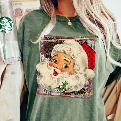 Vintage Santa Shirt Retro Santa Claus Tee Comfort Colors® - Etsy