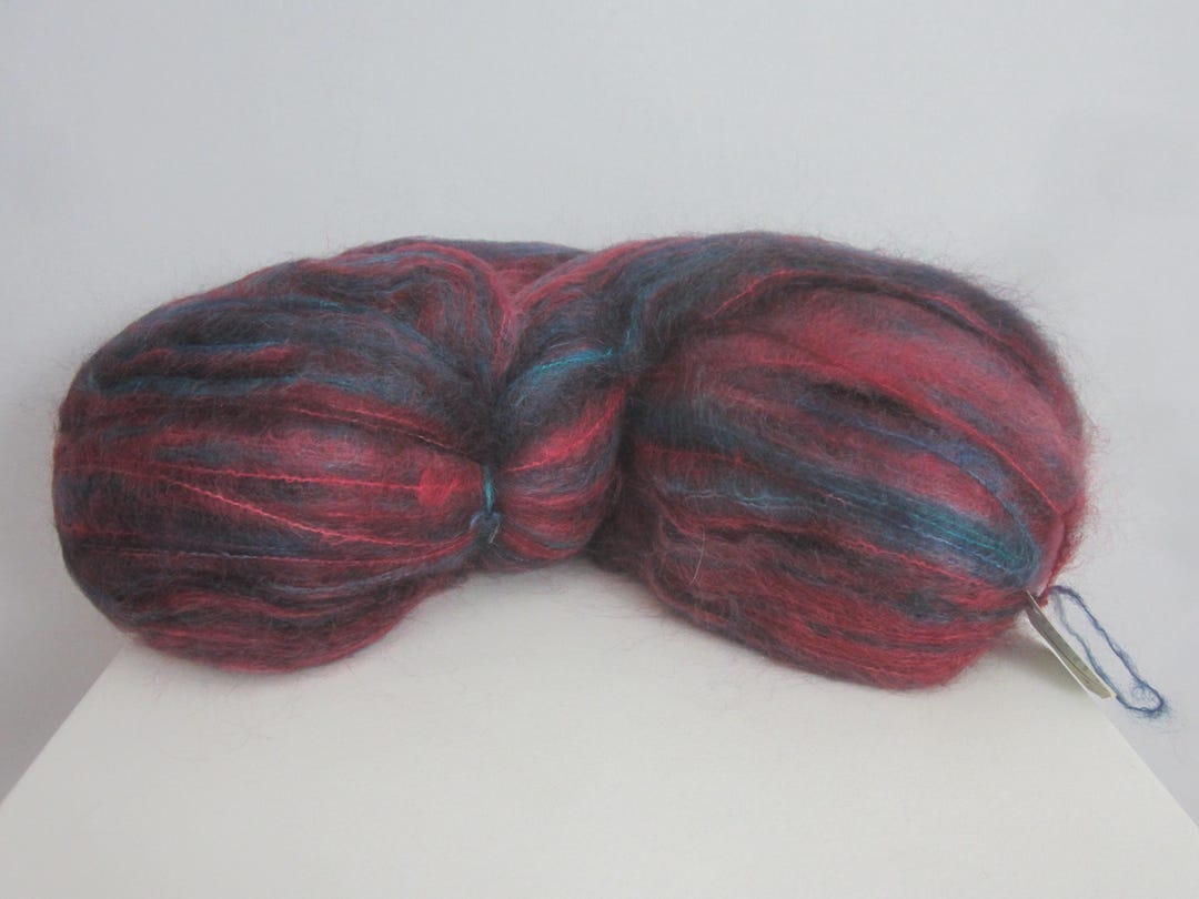 Vintage Huge Hank Dyed in the Wool Hand Painted 74% Mohair Yarn Maroon ...