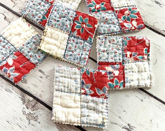 Set of Vintage Quilt Squares/ Coasters/colorful 40’s Quilt Squares ...