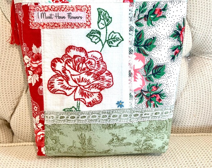 Project Bag One of a Kind Project Bag, Slow Stitching Bag, Embroidery ...