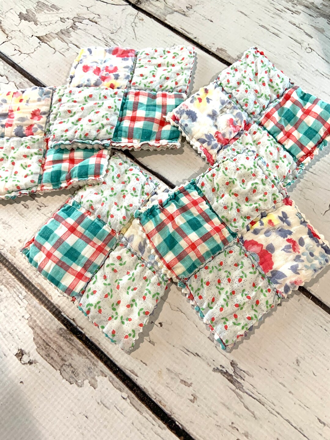 Set of Vintage Quilt Squares/ Coasters/colorful 40’s Quilt Squares ...