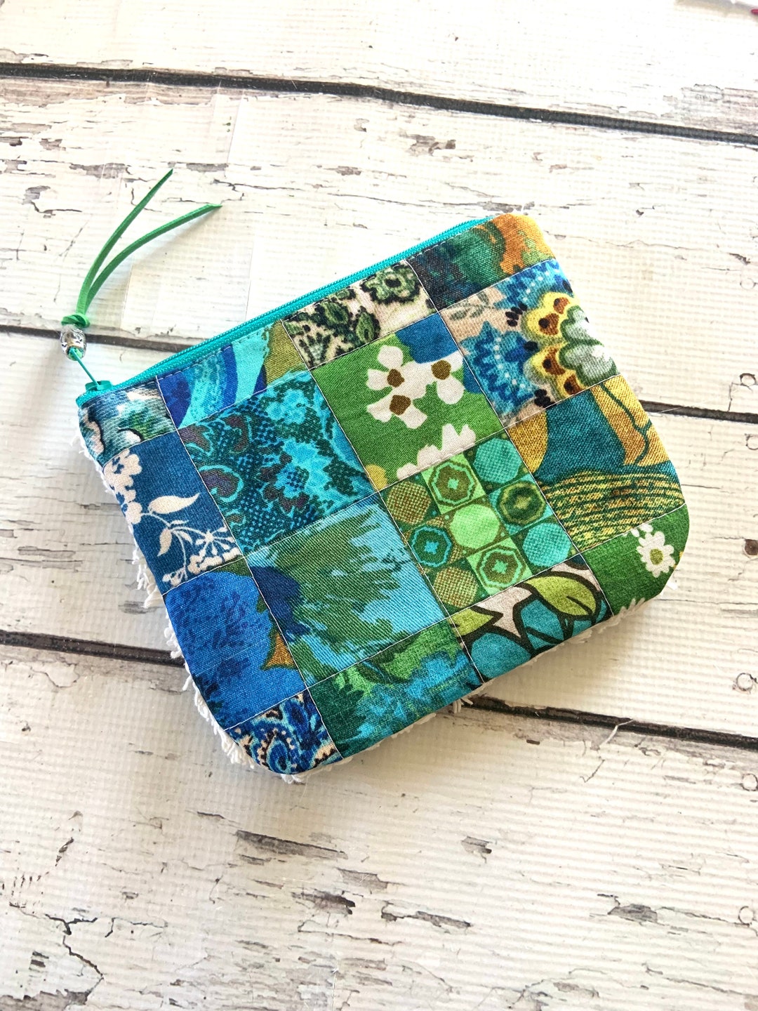 Vintage Inspired Zipper Bag/ Vintage Style/ Credit Card Case/ Handmade ...