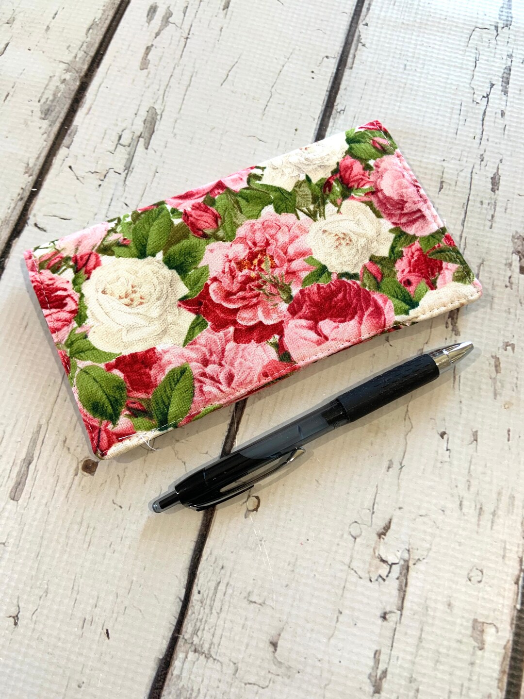 Rose Floral Checkbook Cover, Check Register Holds Cash and Checkbook ...