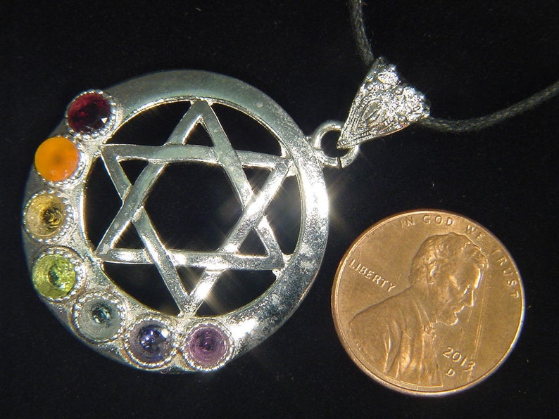 Silver Star of David 7 Faceted Chakra Gemstones Necklace 8665E - Etsy ...