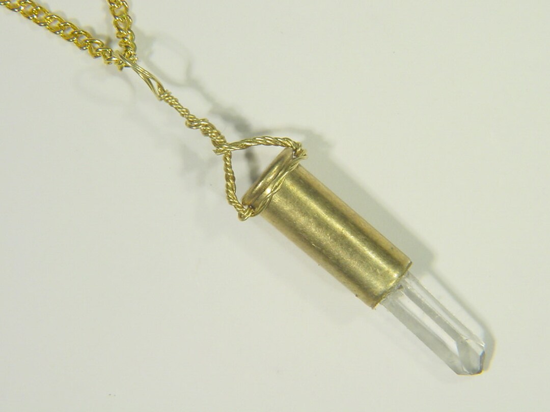 Wire Wrapped Natural Quartz Crystal 22 Caliber Bullet Casing With 18 ...