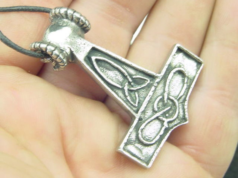 Thor's Hammer Rams Head Necklace Pewter Pendant Viking - Etsy