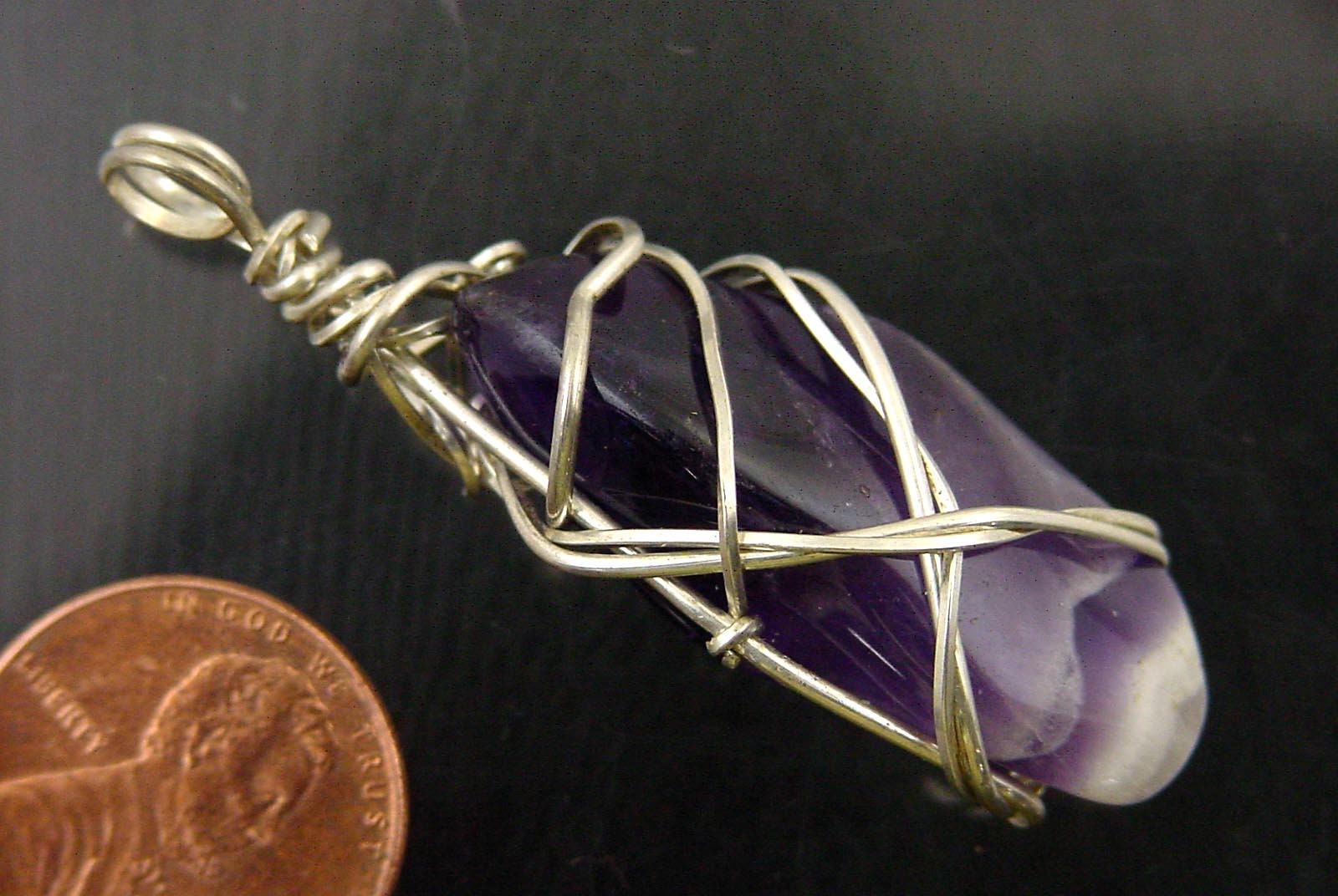 Sterling Silver Wire Wrapped Natural Chevron Amethyst Dogtooth - Etsy ...