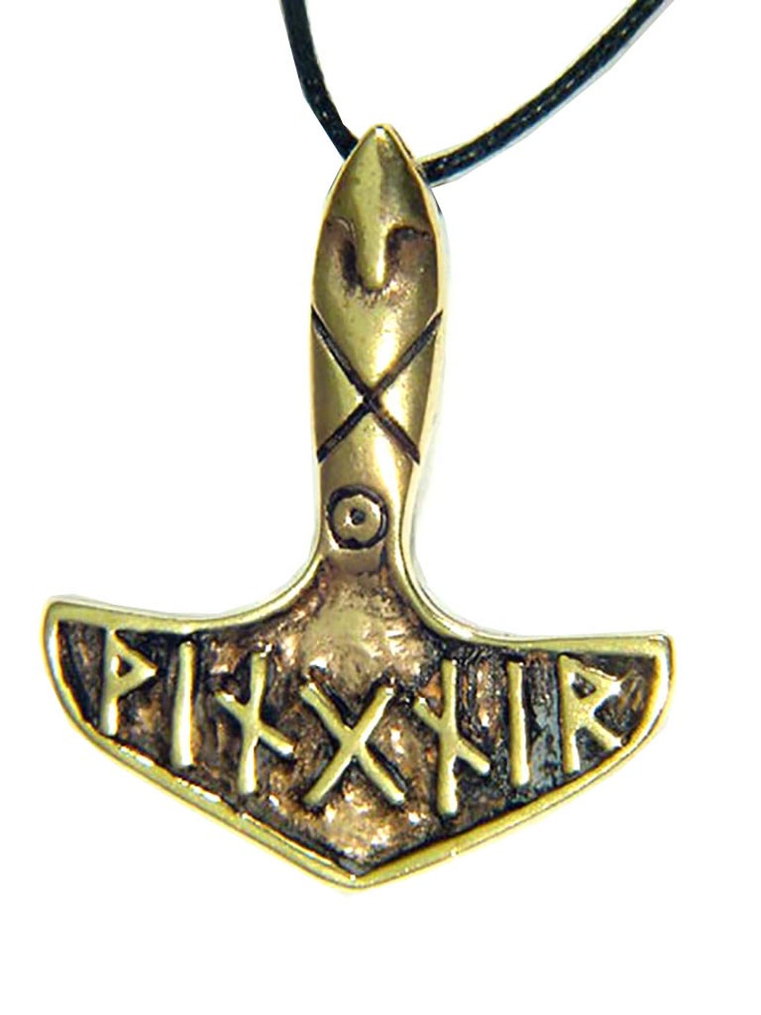 Genuine Bronze Thors Hammer Pendant Necklace Odin Viking Norse Mjollnir ...
