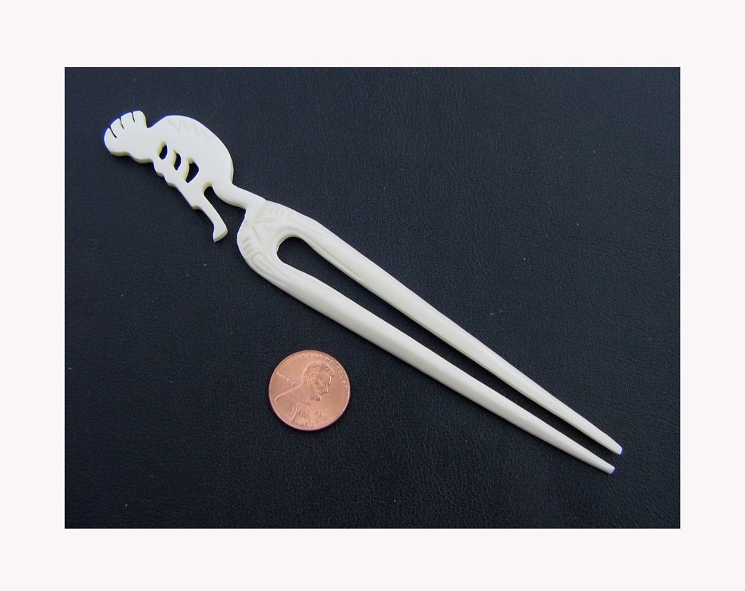 Hand Carved Camel Cow Bone Kokopelli Hair Stick, Comb 3729P - Etsy