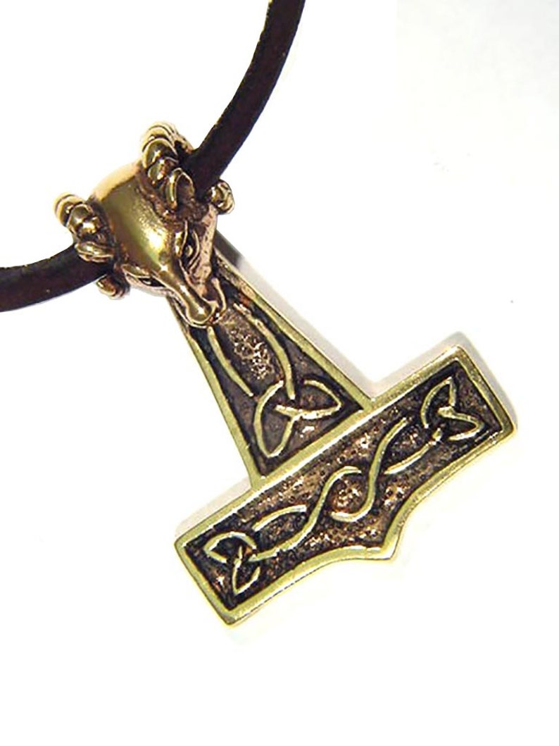 Genuine Bronze Thors Hammer Rams Head Pendant Necklace Odin - Etsy