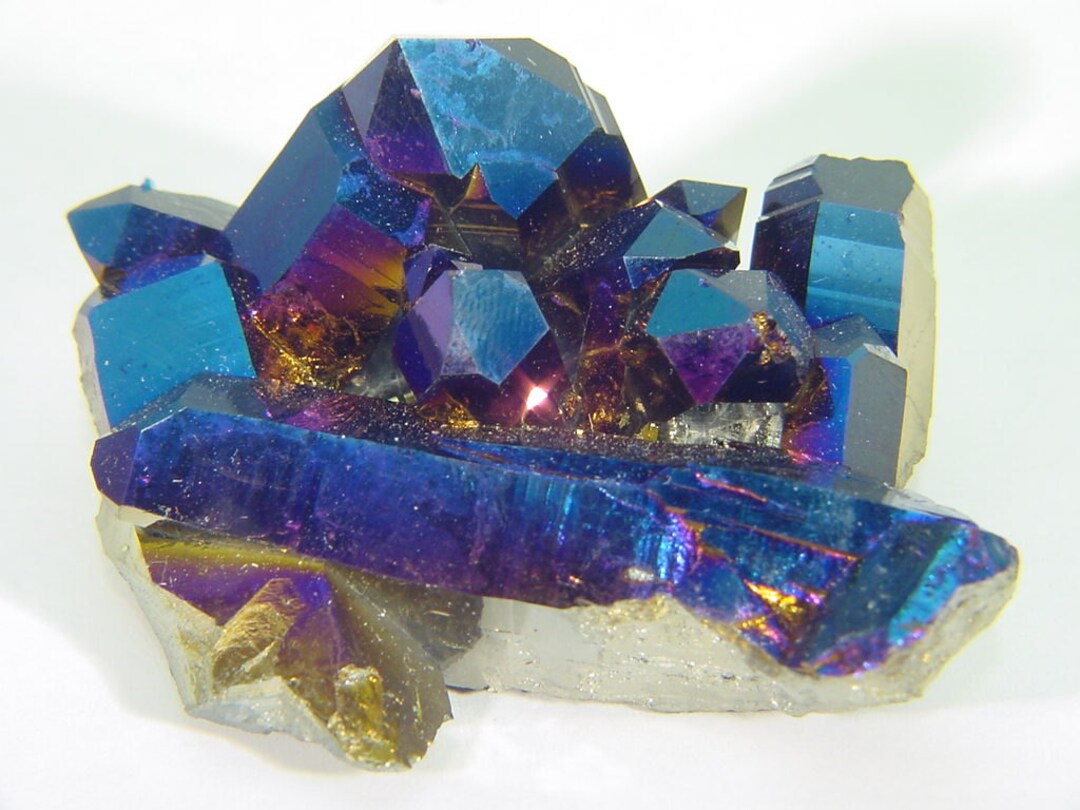 Natural Raw Quartz Cluster Cobalt Aura Fume Plated 31mm Cluster ...