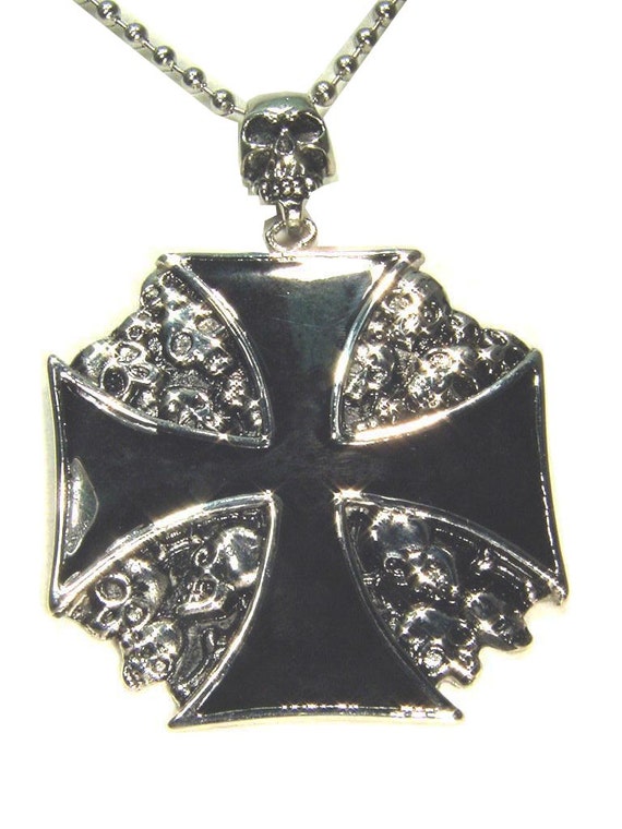 Croix allemande en acier inoxydable avec crânes Collier | Etsy France
