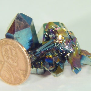 Titanium Flame Aura Fume Plated Quartz Crystal 38mm Cluster Specimen ...