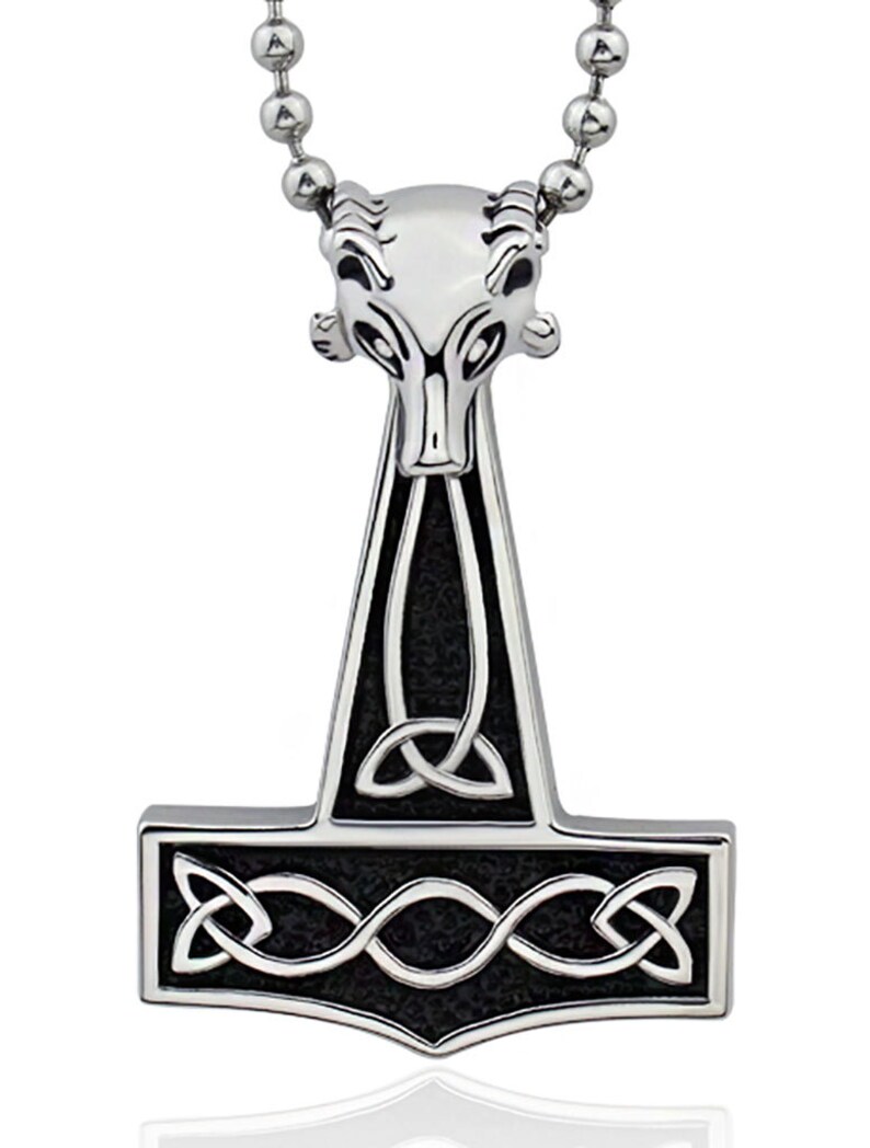 Thor's Hammer Rams Head Necklace Stainless Steel Pendant - Etsy