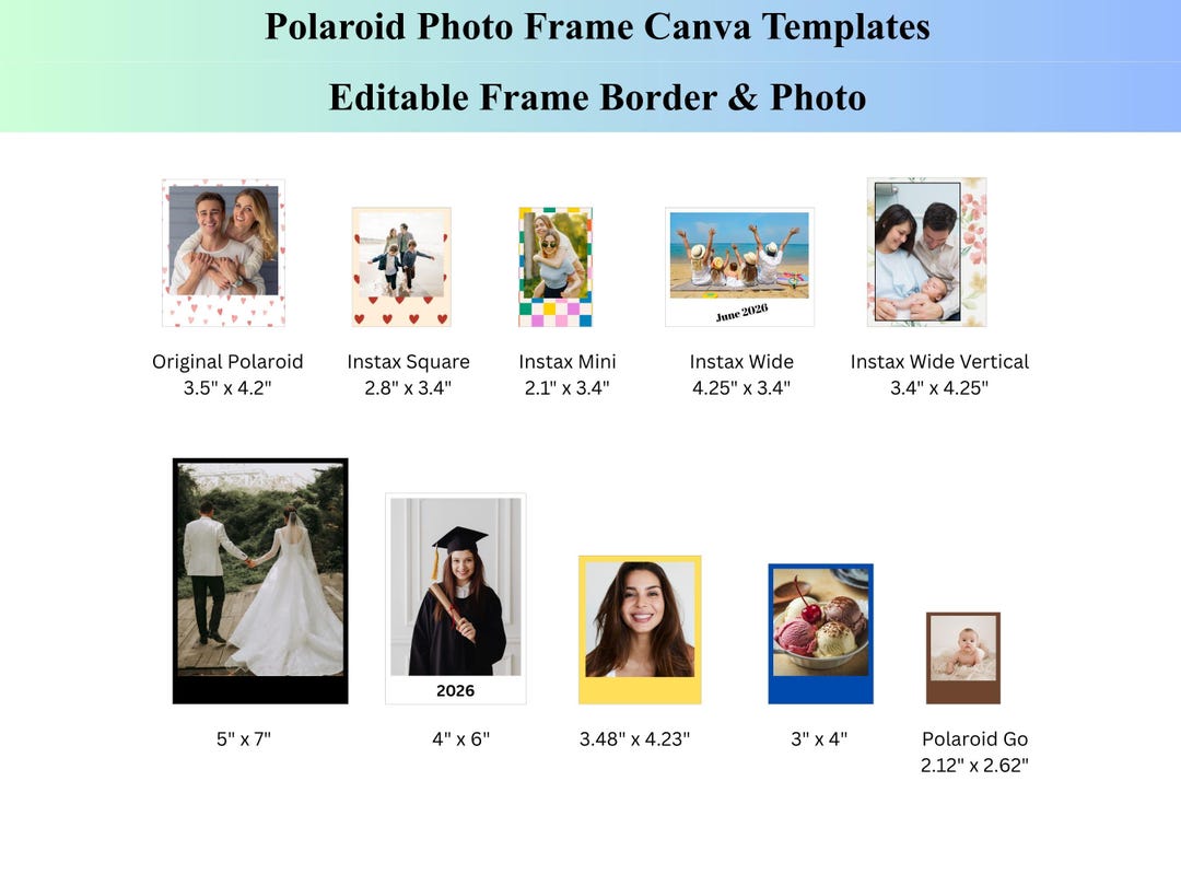 Editable Polaroid Frame Canva Template | Customizable Border, Photo ...
