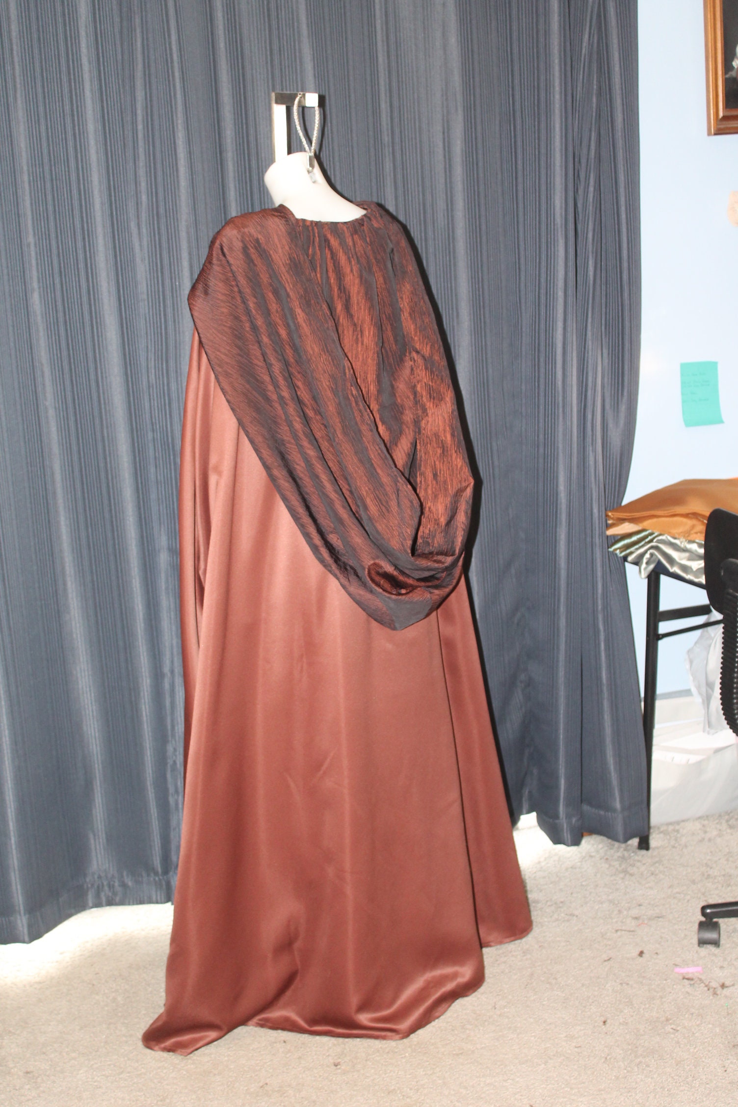 Brown Silk Cloak With Embroidered Hood - Etsy