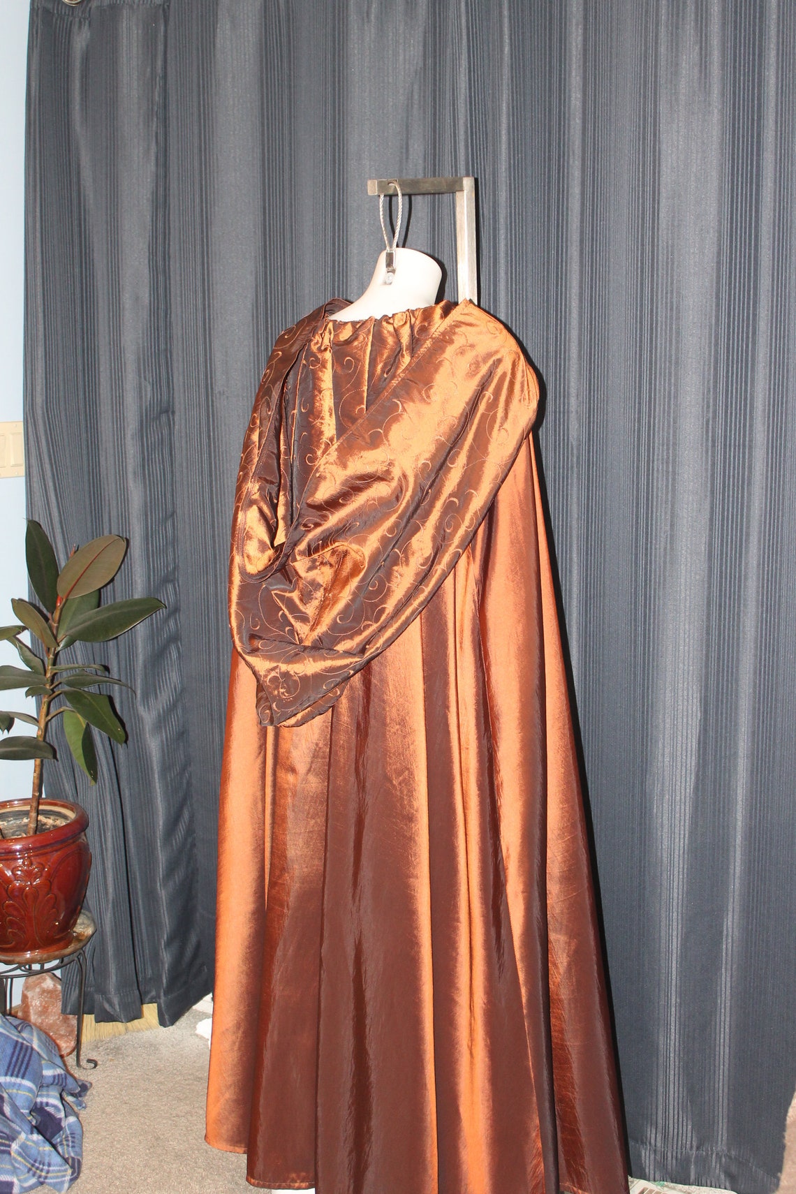 Brown Silk Cloak With Embroidered Hood - Etsy