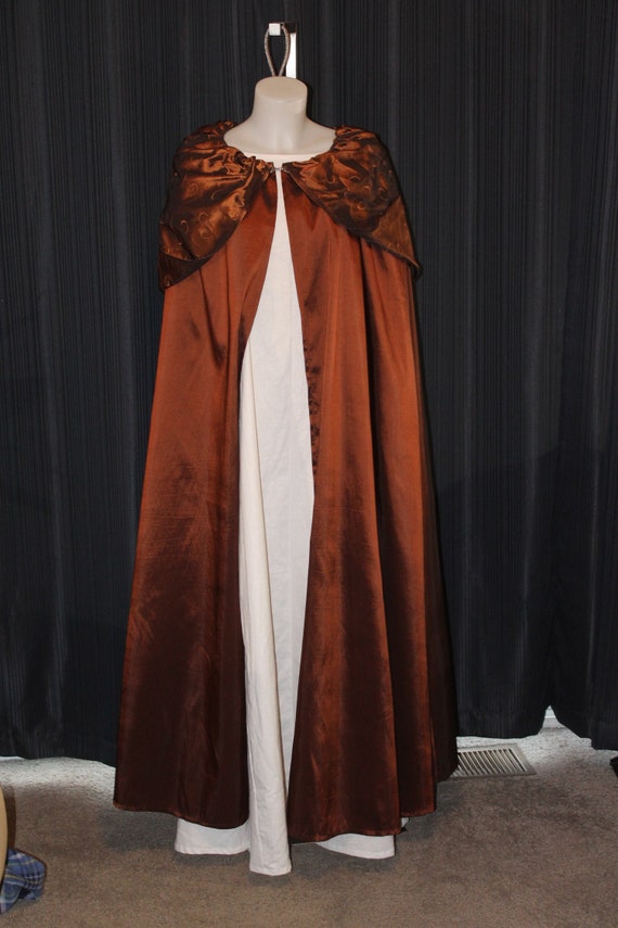 Brown Silk Cloak With Embroidered Hood - Etsy