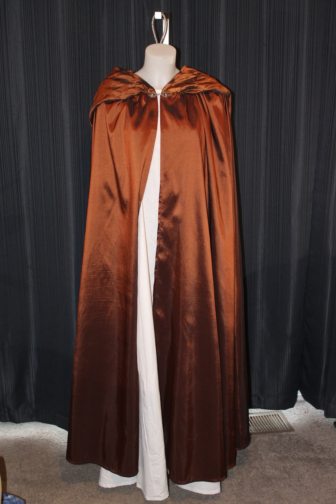 Brown Silk Cloak With Embroidered Hood - Etsy