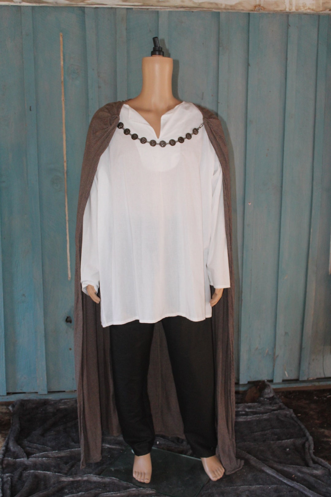 Wool Cloak With Coin Chain Closure Adoring the Neckline. - Etsy