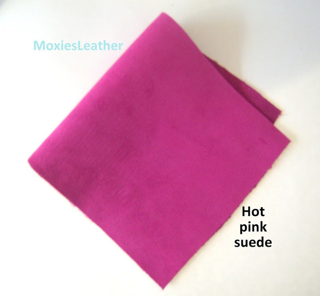 Hot Pink Suede Piece - Genuine Suede Fabric Leather - Bright Pink Suede ...
