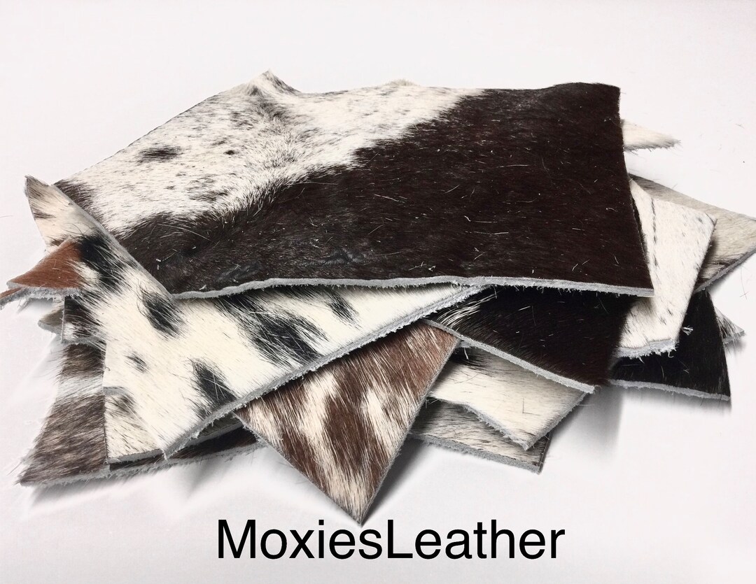 Cowhide Hair on Hide Scraps- 1/2 Lb Scraps- Hair on Leather for ...