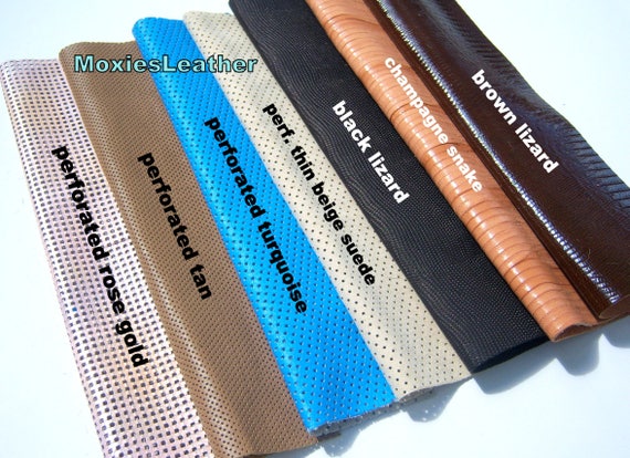 Leather pieces perforated real leather skins genuine | Etsy