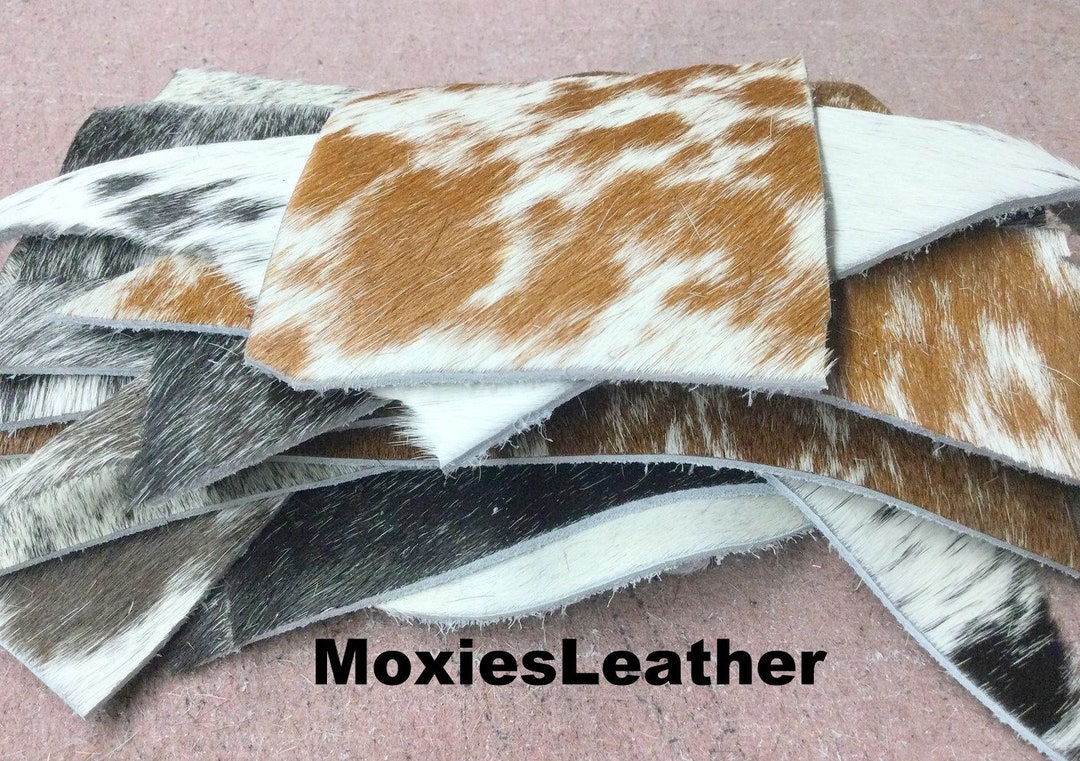 Cowhide Hair on Hide Scraps- 1/2 Lb Scraps- Hair on Leather for ...