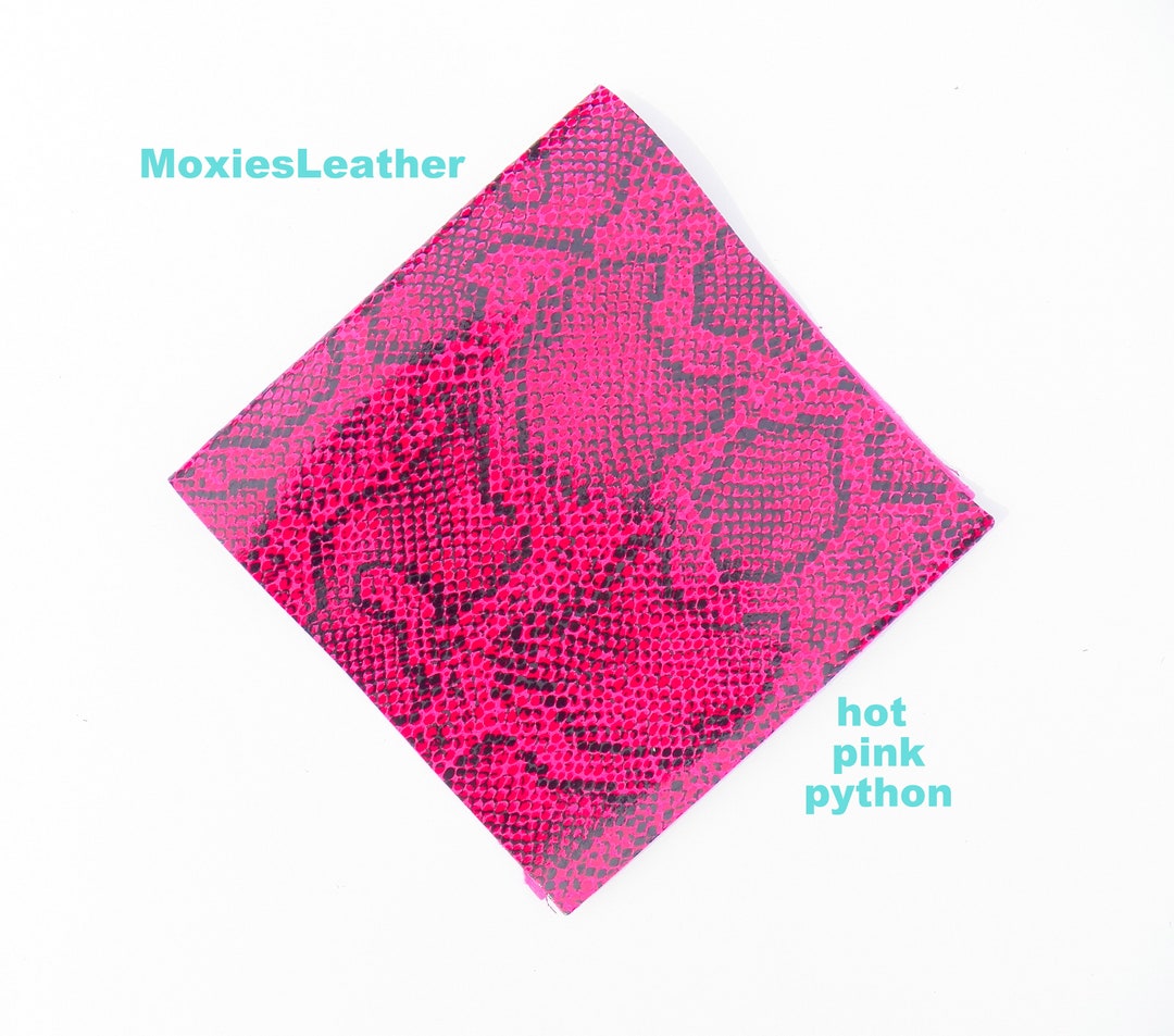 50% 12x12 Genuine Leather -hot Pink Snake Print Leather, 6 X 12 Croc ...
