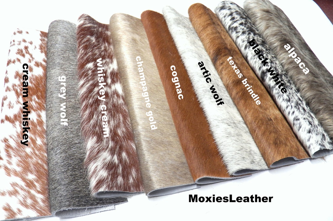 Natural Cowhide Hair on Leather Pieces- Hair on Hide Scraps, Cognac ...