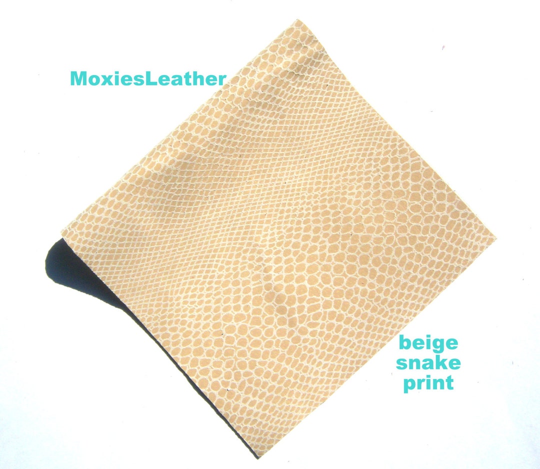 Cream Leather Snake Print - - Real Leather - Soft Snake Skin Print ...