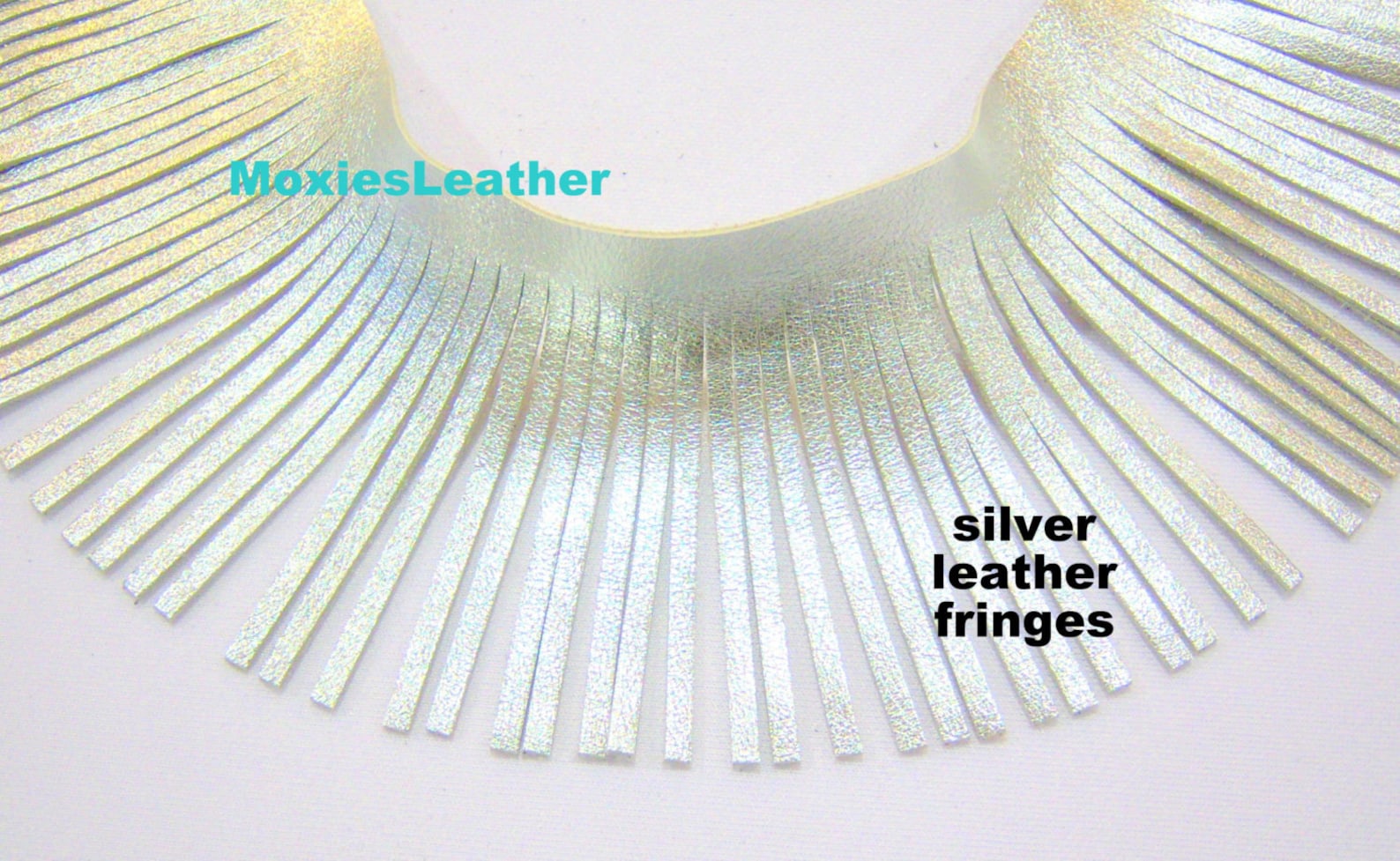 Leather Fringes Metallic Silver -real Leather Silver Color - Genuine ...