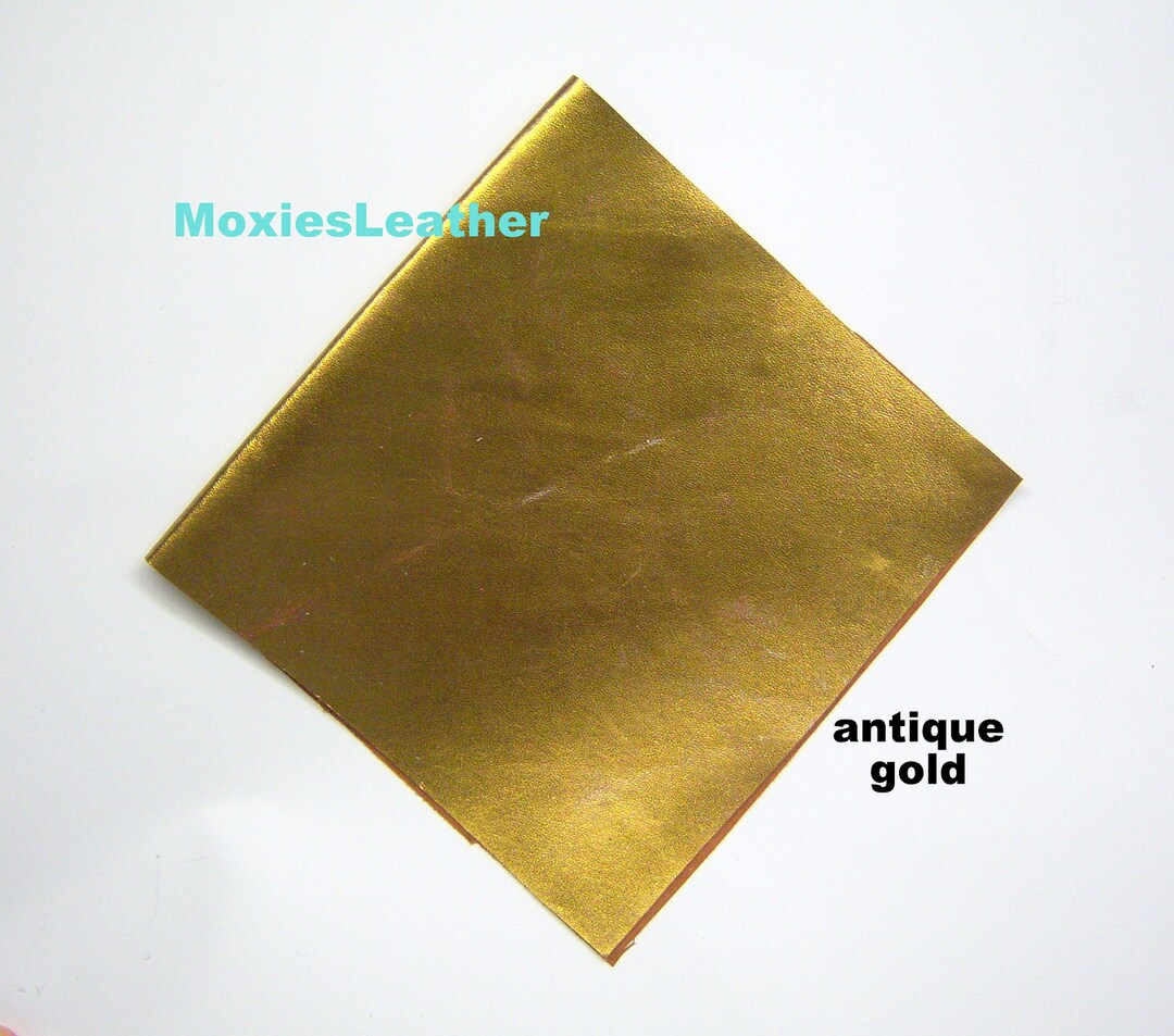 Antique Gold Leather Genuine Leather Piece , Metallic Leather Skins ...