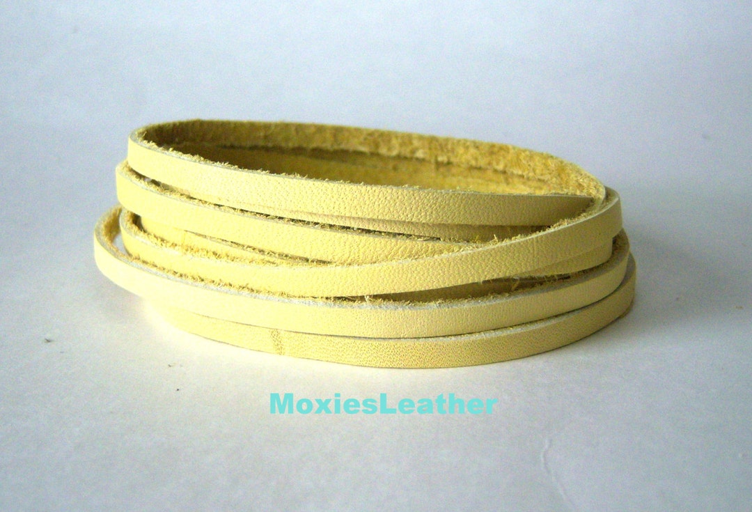 Leather Pieces Yellow Leather Cord , Flat Codr - 5 Feet of Leather Cord ...