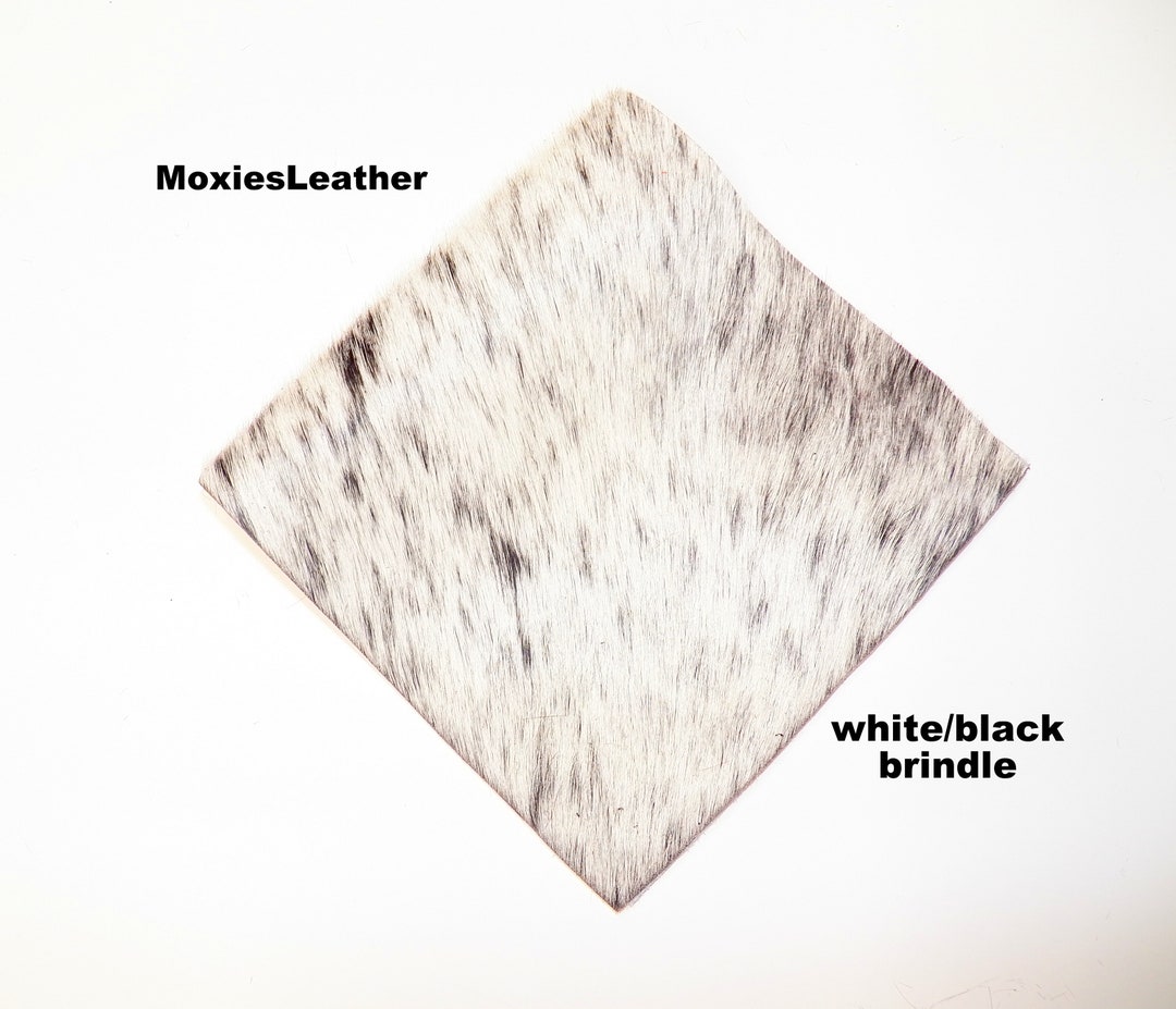 White Black Brindle Leather Pieces-hey Dude Hair on Hide Print Leather ...