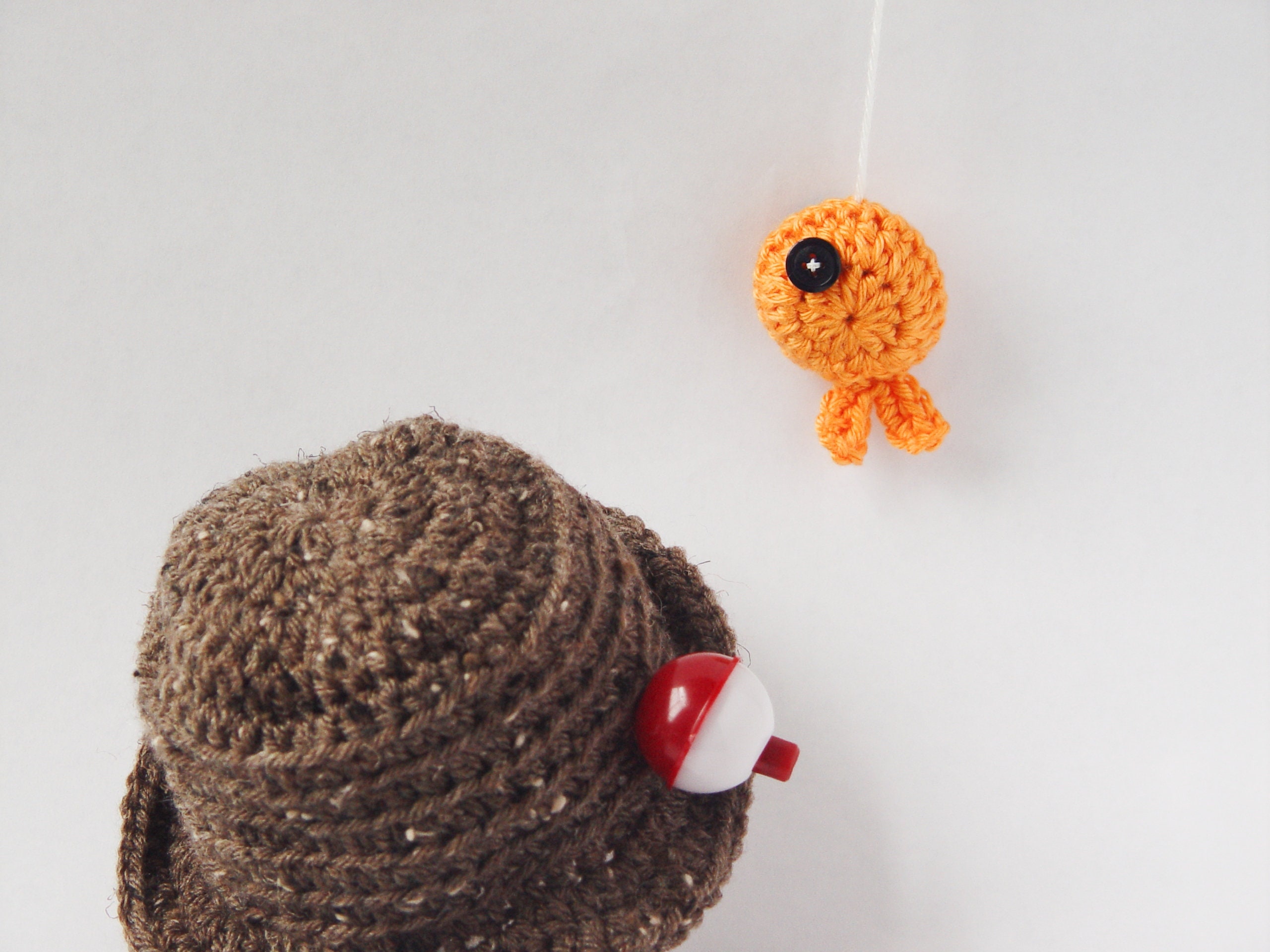 Newborn Fishing Hat Set, Baby Bucket Hat and Fish Newborn Photo Prop ...