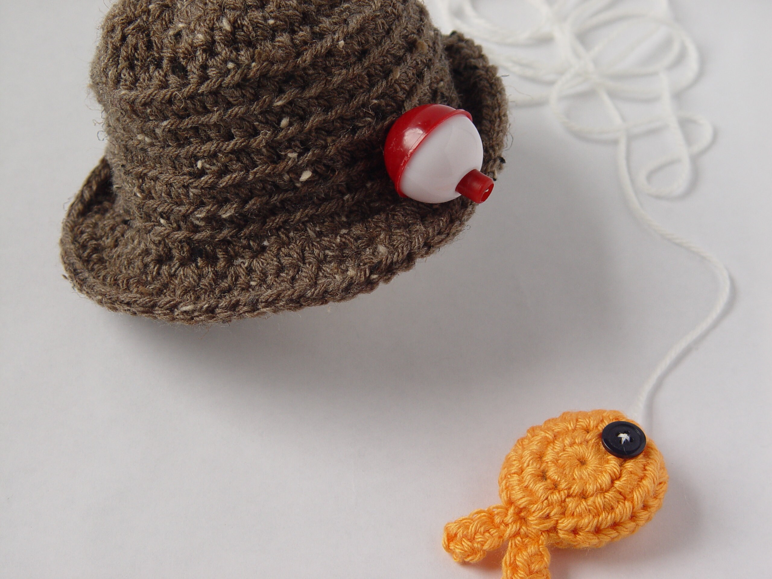 Newborn Fishing Hat Set, Baby Bucket Hat and Fish Newborn Photo Prop ...