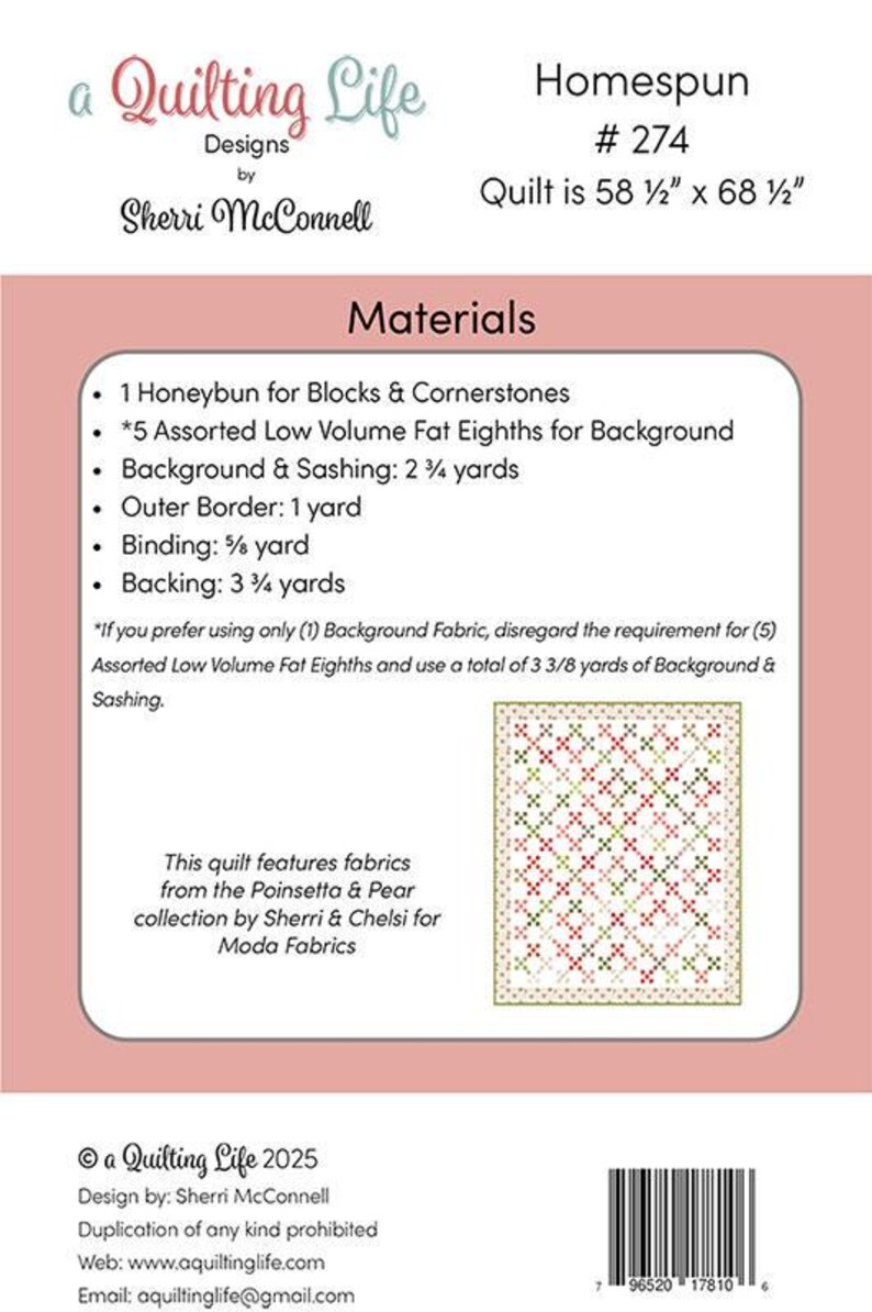 Homespun G QLD 274 Pattern by Sherri Mcconnell From A Quilting Life- - Etsy