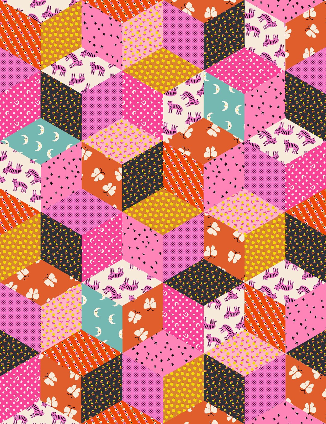 Ooh Lucky Lucky Tumbling Blocks Lucky Pink RS4112 11 by Alexia Abegg ...
