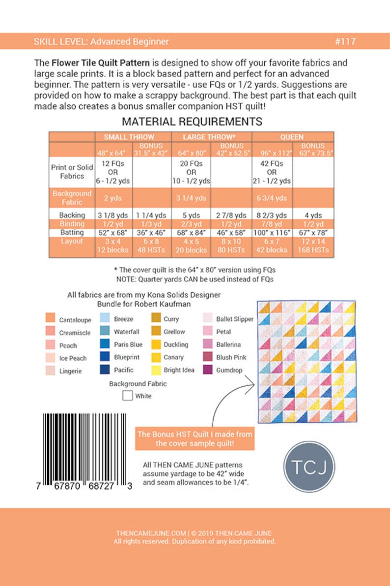 INSTOCK Flower Tiles - Then Came June Patterns- - Etsy