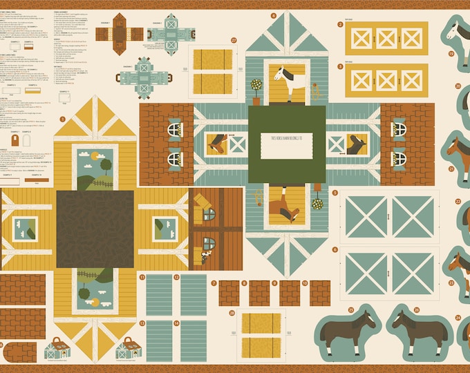 Ponderosa Horse Stable Cut and Sew Panel Natural 20868 11 by Stacy Iest ...