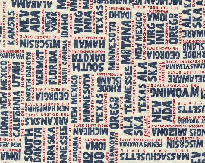Stateside States Vanilla Navy 55610 33 by Sweetwater - Moda- 1 Yard - Etsy