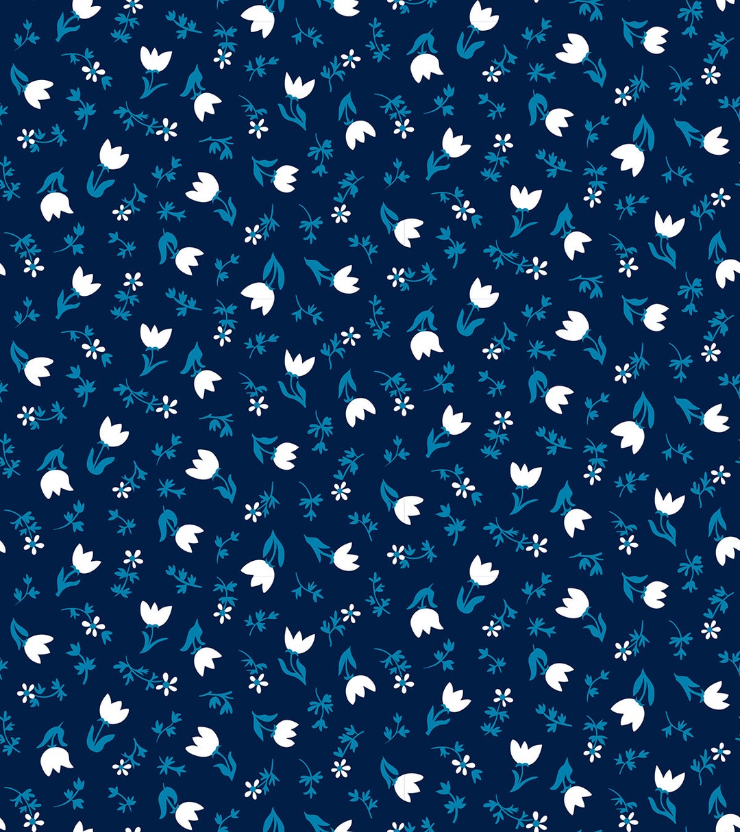 Smol Tulip Calico Navy RS3017 14 by Kimberly Kight -ruby Star Society ...