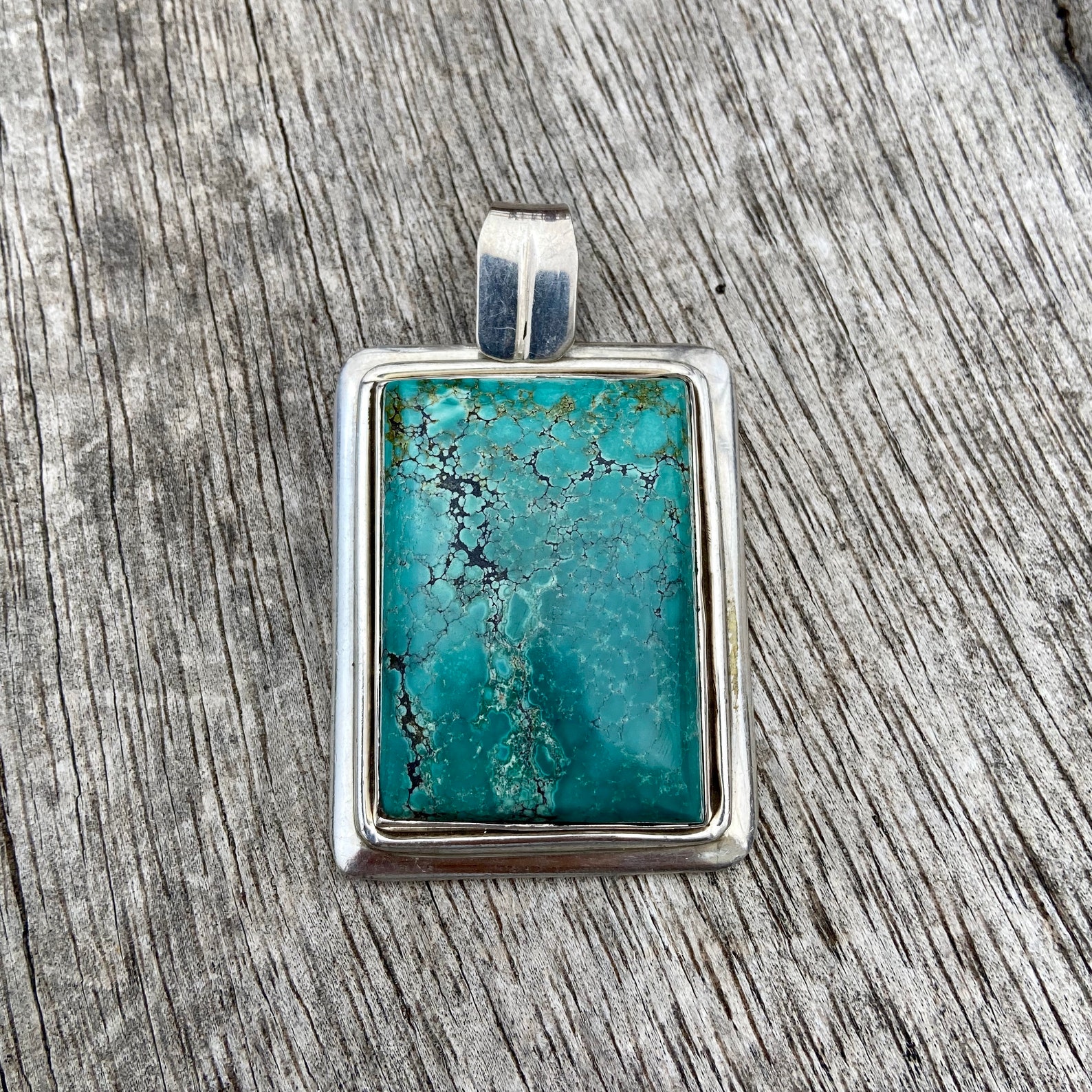 Turquoise Pendant Sterling Silver Pendant Rectangular - Etsy