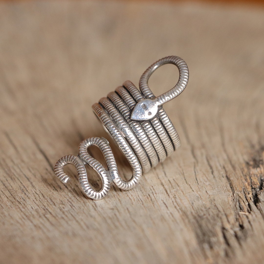 Coil Snake Ring, Coiled Sterling Silver Snake Ring, Snake Jewelry ...