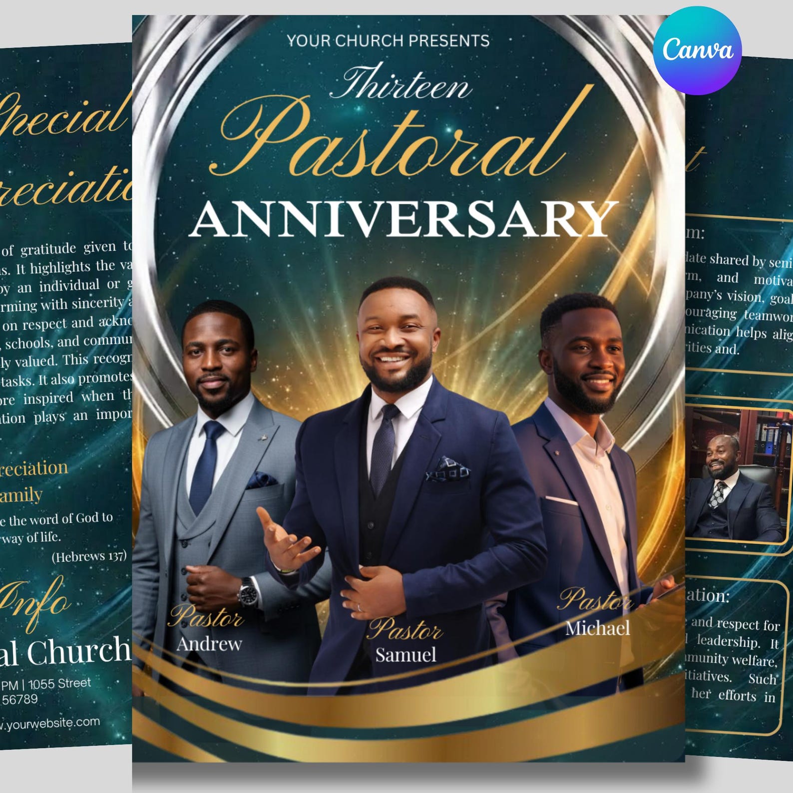4 Page Pastoral Anniversary Program Template, Appreciation, Luxury ...